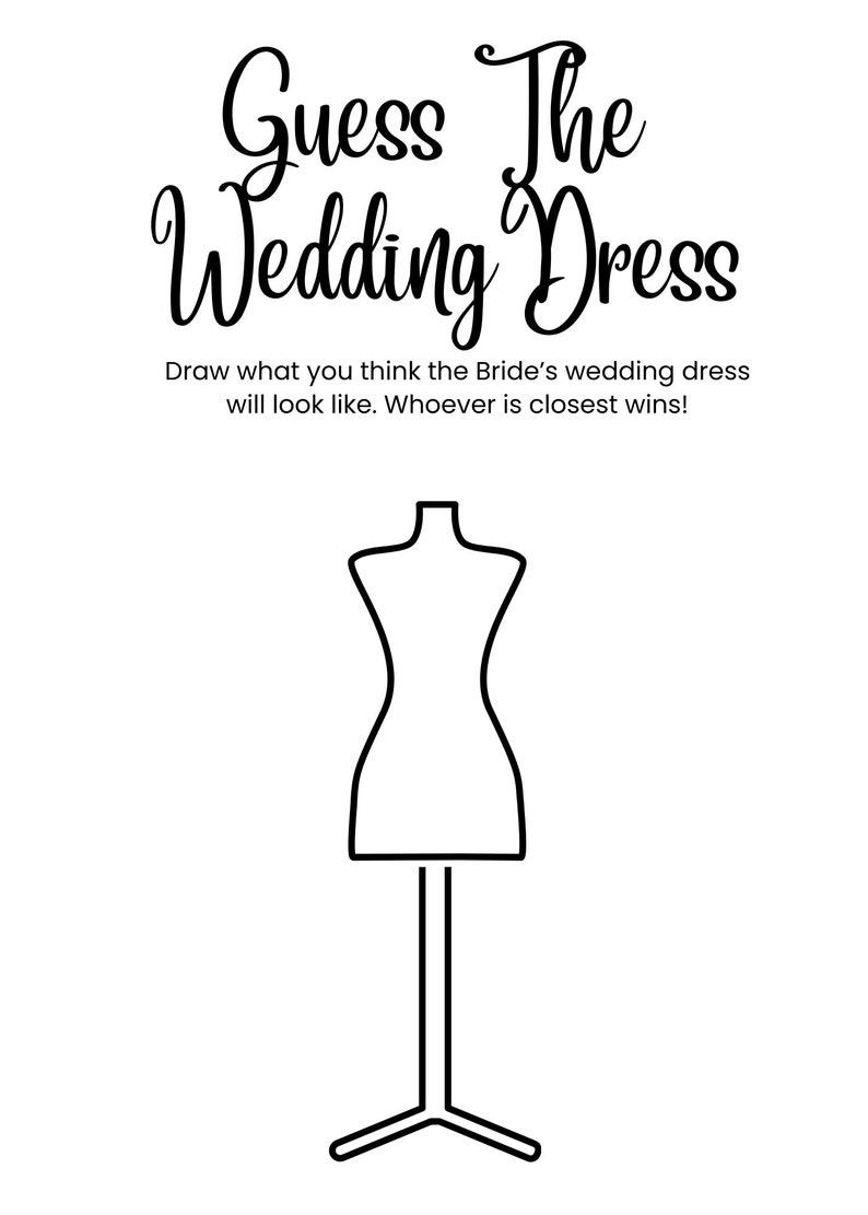 Guess the Wedding Dress Bridal Shower Game Template Party - Etsy