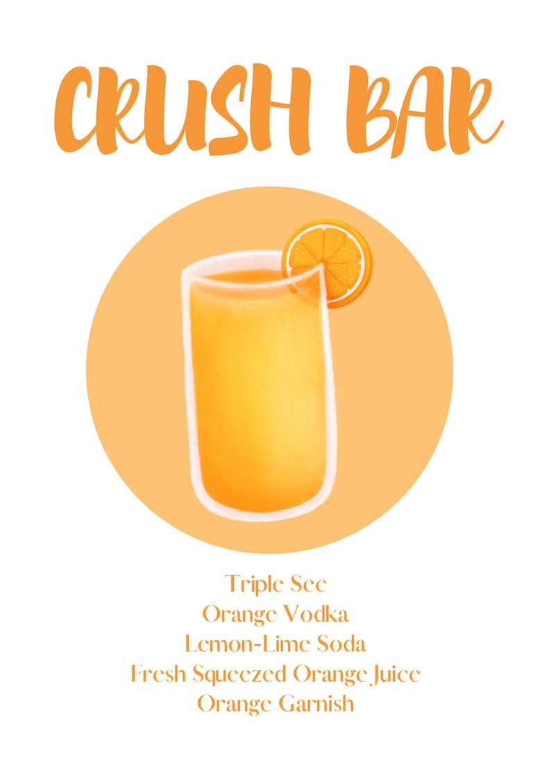 Orange Crush Bar Sign, Bar Art, Bar Sign, Digital Download, 5x7, 8.5x11 ...