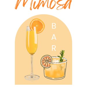 Mimosa Bar Printable Sign, Party Bar Sign, Bridal Shower Sign, Instant ...