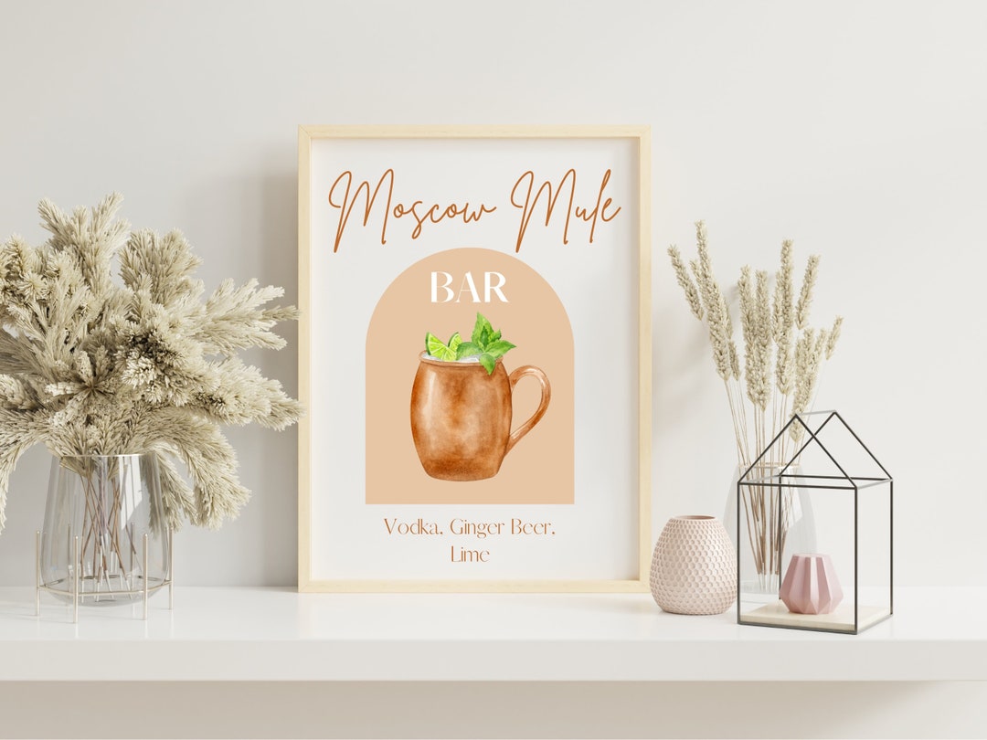 Moscow Mule Printable Bar Sign, Bar Art, Cocktail Bar Sign, Digital ...
