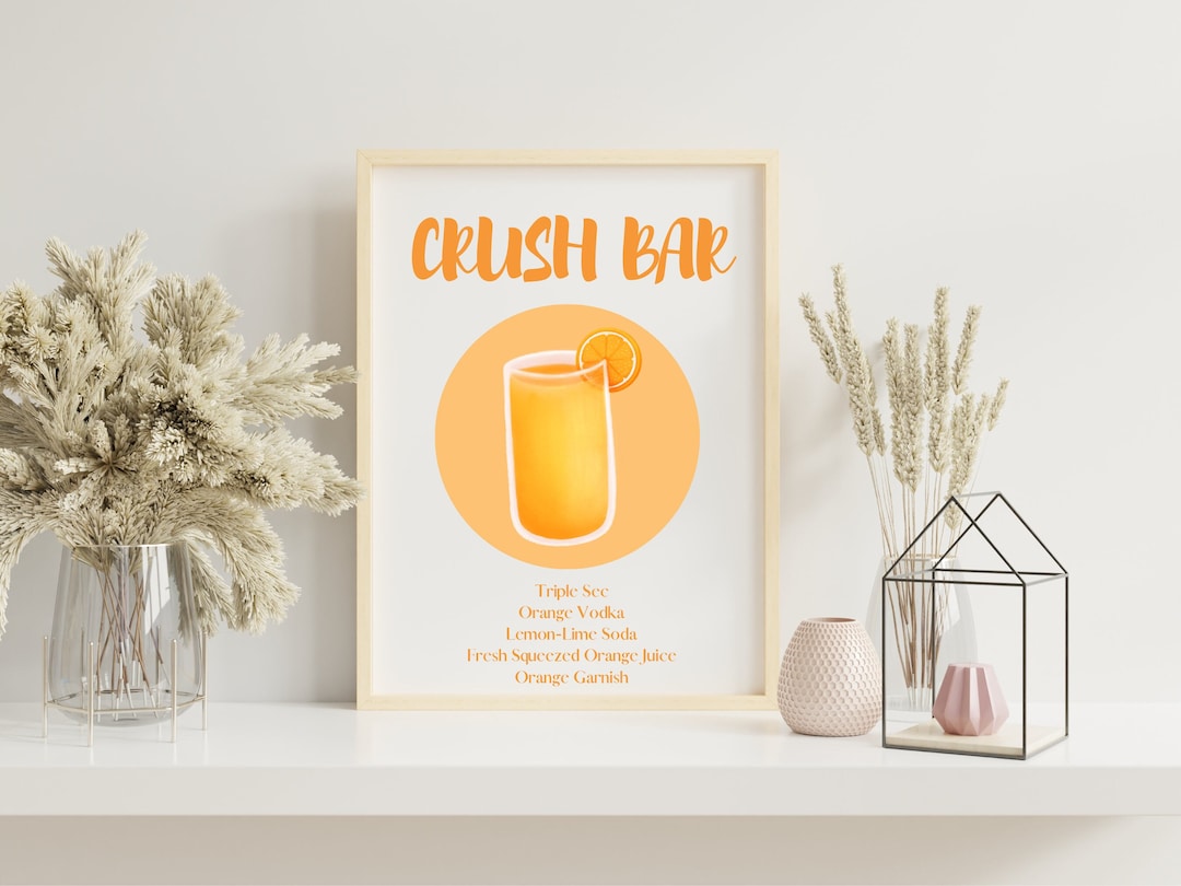 Orange Crush Bar Sign, Bar Art, Bar Sign, Digital Download, 5x7, 8.5x11 ...