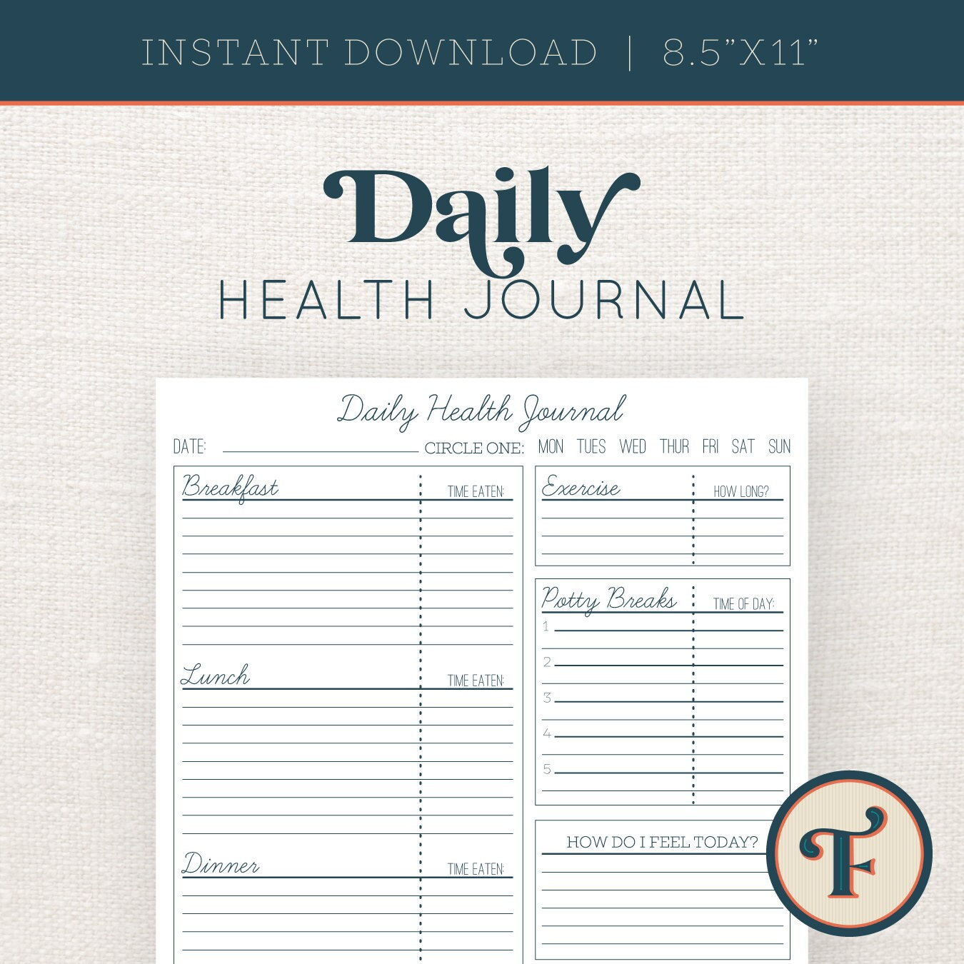 Daily Health Journal, Healthy Habits Tracker, Healthy Lifestyle Planner ...