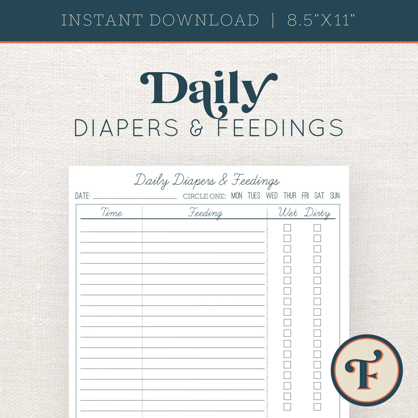 Daily Diapers & Feedings Tracker, Nursery Organization, Newborn Baby ...