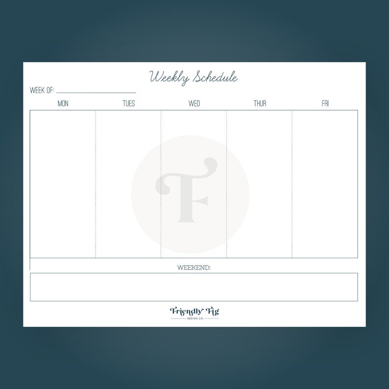 Weekly Schedule, Printable to Do List, Week Day Schedule | INSTANT ...