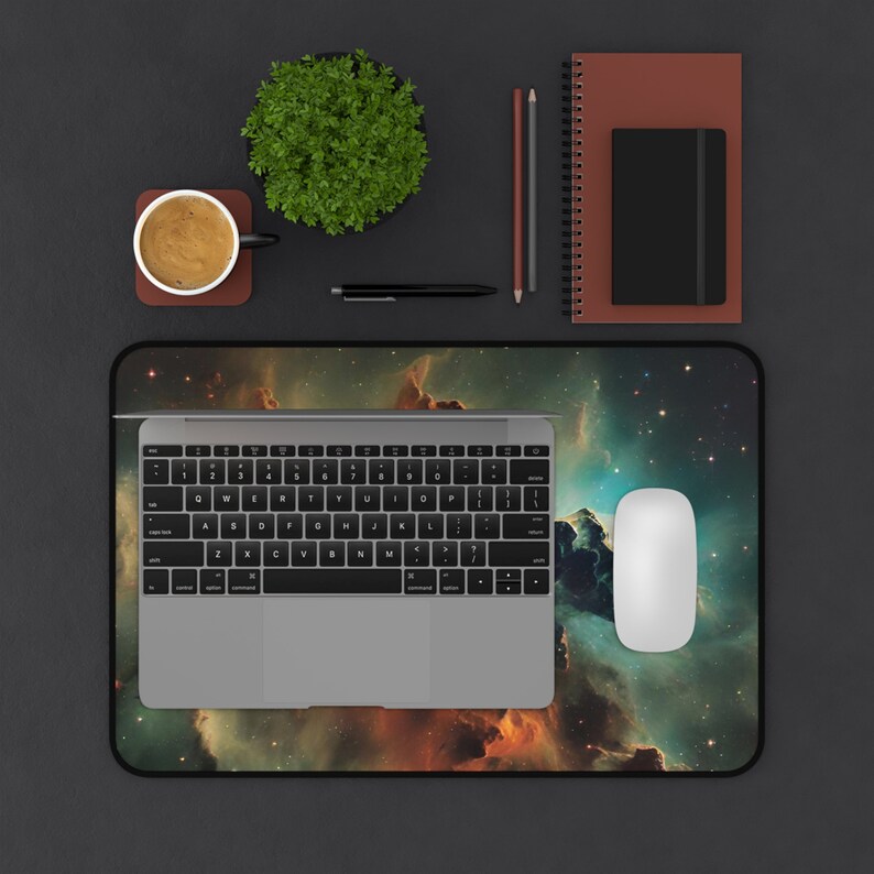 Cosmic Dreams Desk Mat Colorful Space Nebula Design Anti-slip Neoprene ...