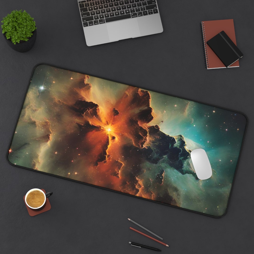 Cosmic Dreams Desk Mat | Colorful Space Nebula Design | Anti-slip ...