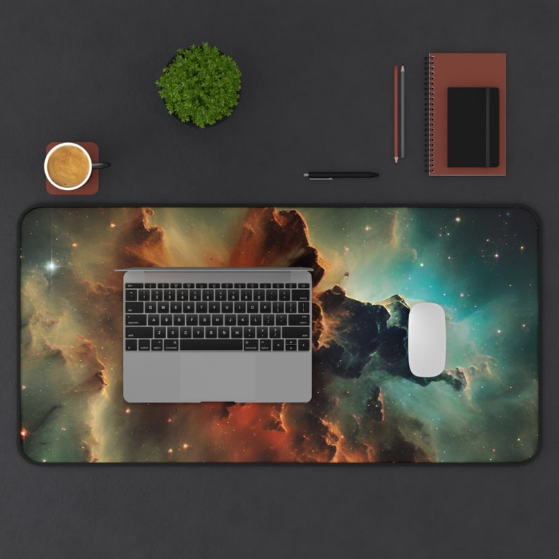 Cosmic Dreams Desk Mat | Colorful Space Nebula Design | Anti-slip ...