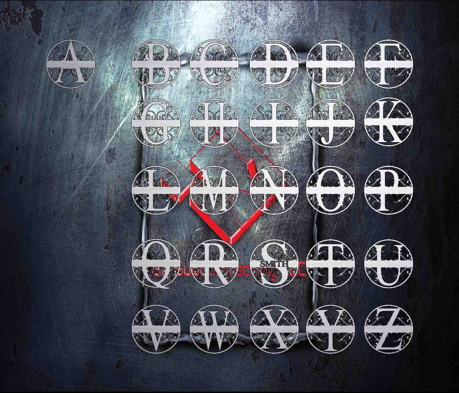 Alphabet Monogram Letters DXF Files - Etsy