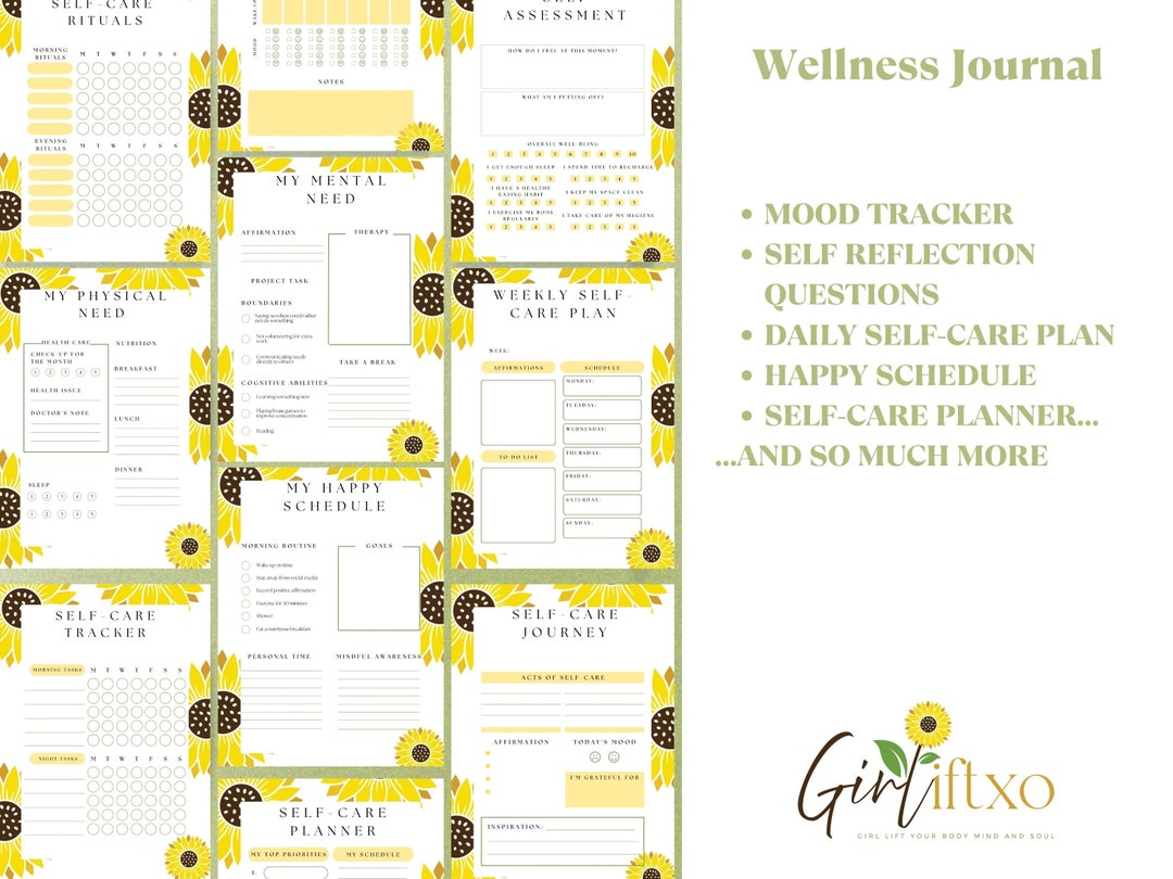 Printable Wellness Journal Wellness Planner Health and Wellness Planner ...