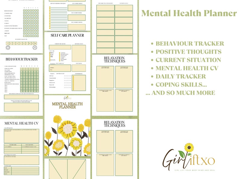 Printable Mental Health Planner Emotional Wellness Planner Mindfulness ...