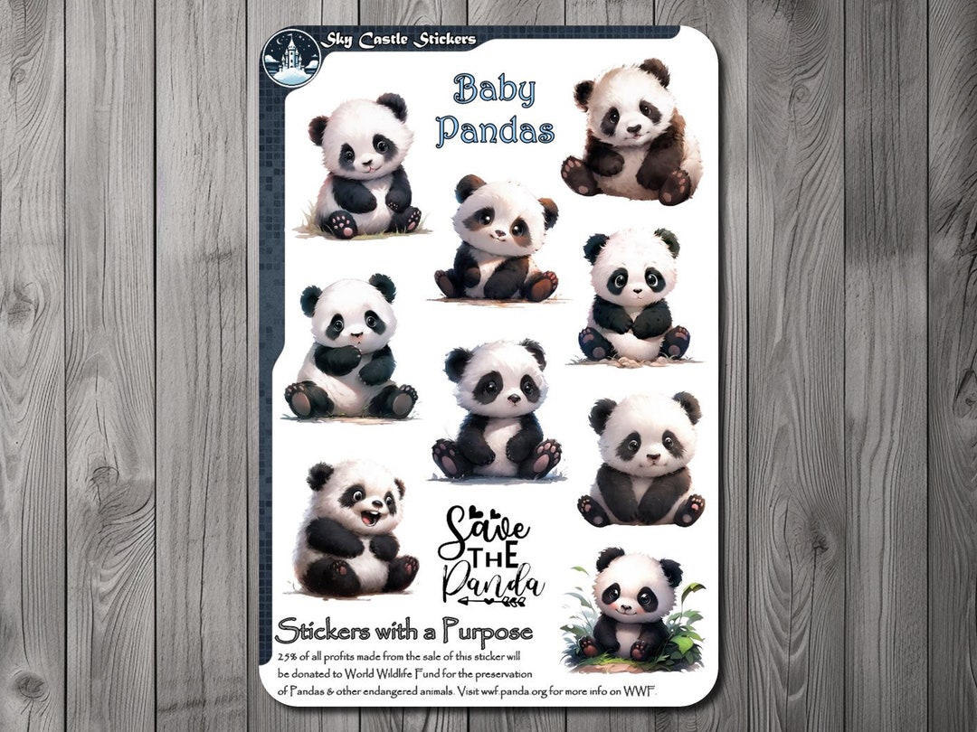 Baby Pandas Sticker Sheet, Cute Animal Journal Stickers, Panda ...