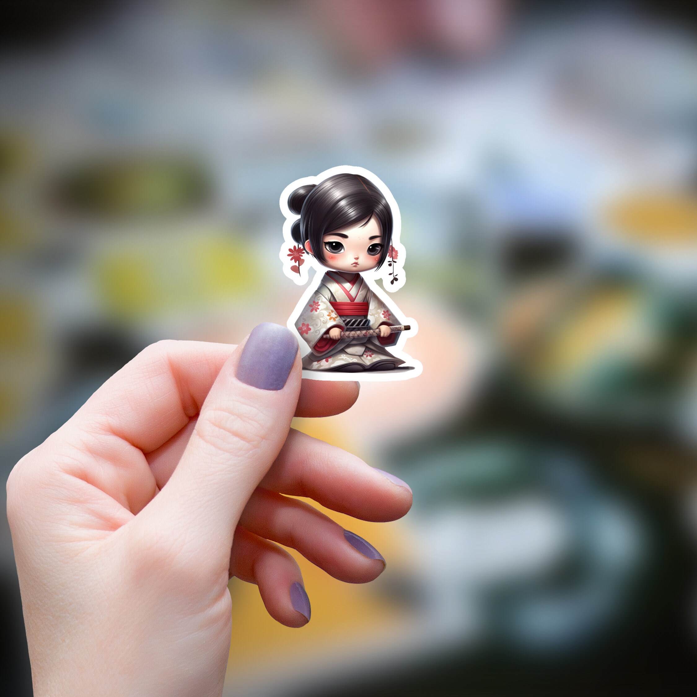 Samurai Girls Sticker Sheet, Cute Samurai Journal Stickers, Samurai ...