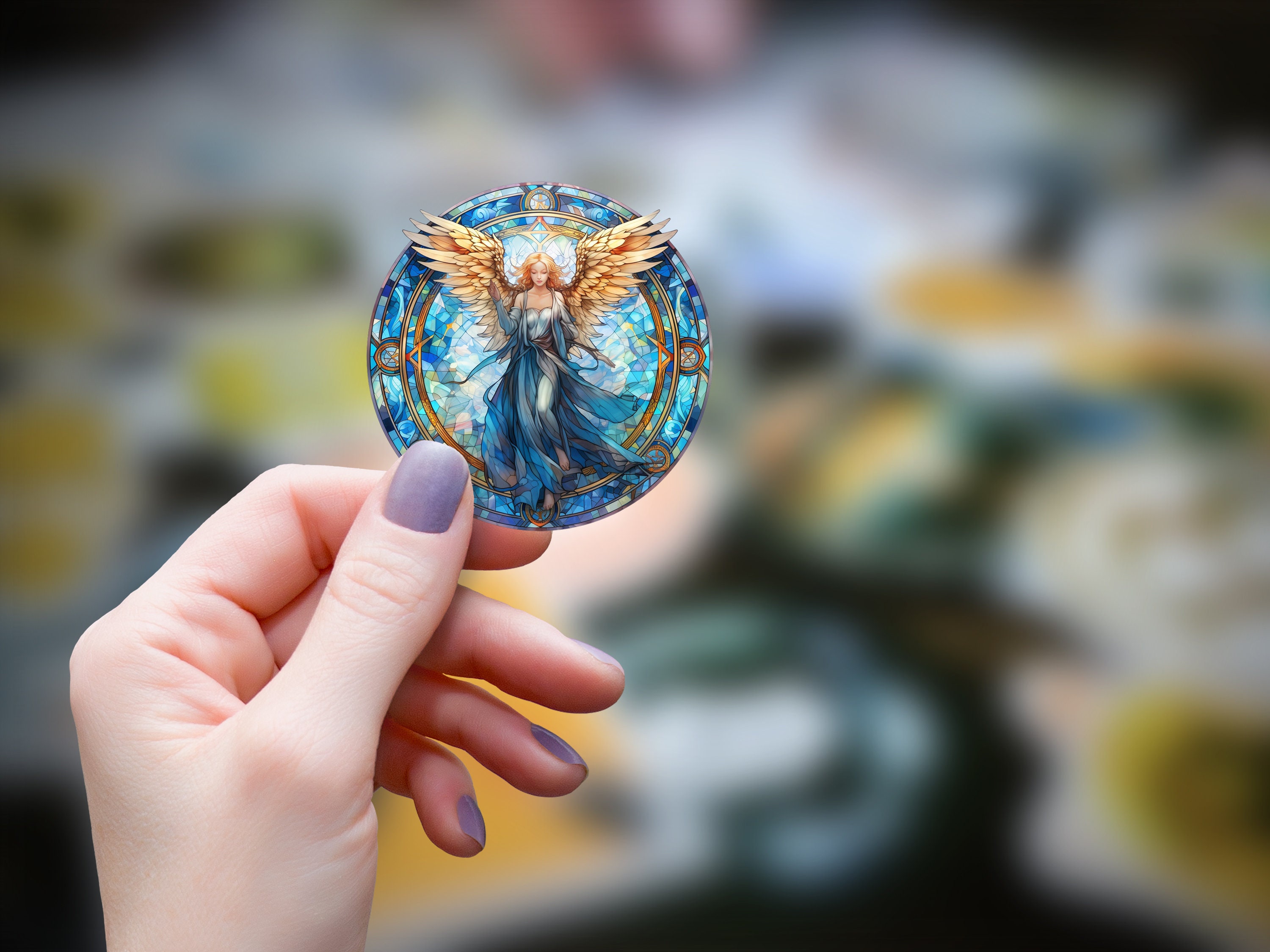 Stained Glass Angels Sticker Sheet, Beautiful Stained Glass Angel ...