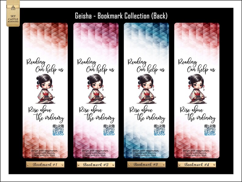 Geisha Bookmarks, Beautiful Laminated Geisha Theme Bookmarks, Asia ...