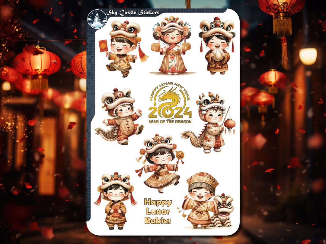 Happy Lunar Baby Sticker Sheet, Cute New Year Kids Waterproof Stickers ...