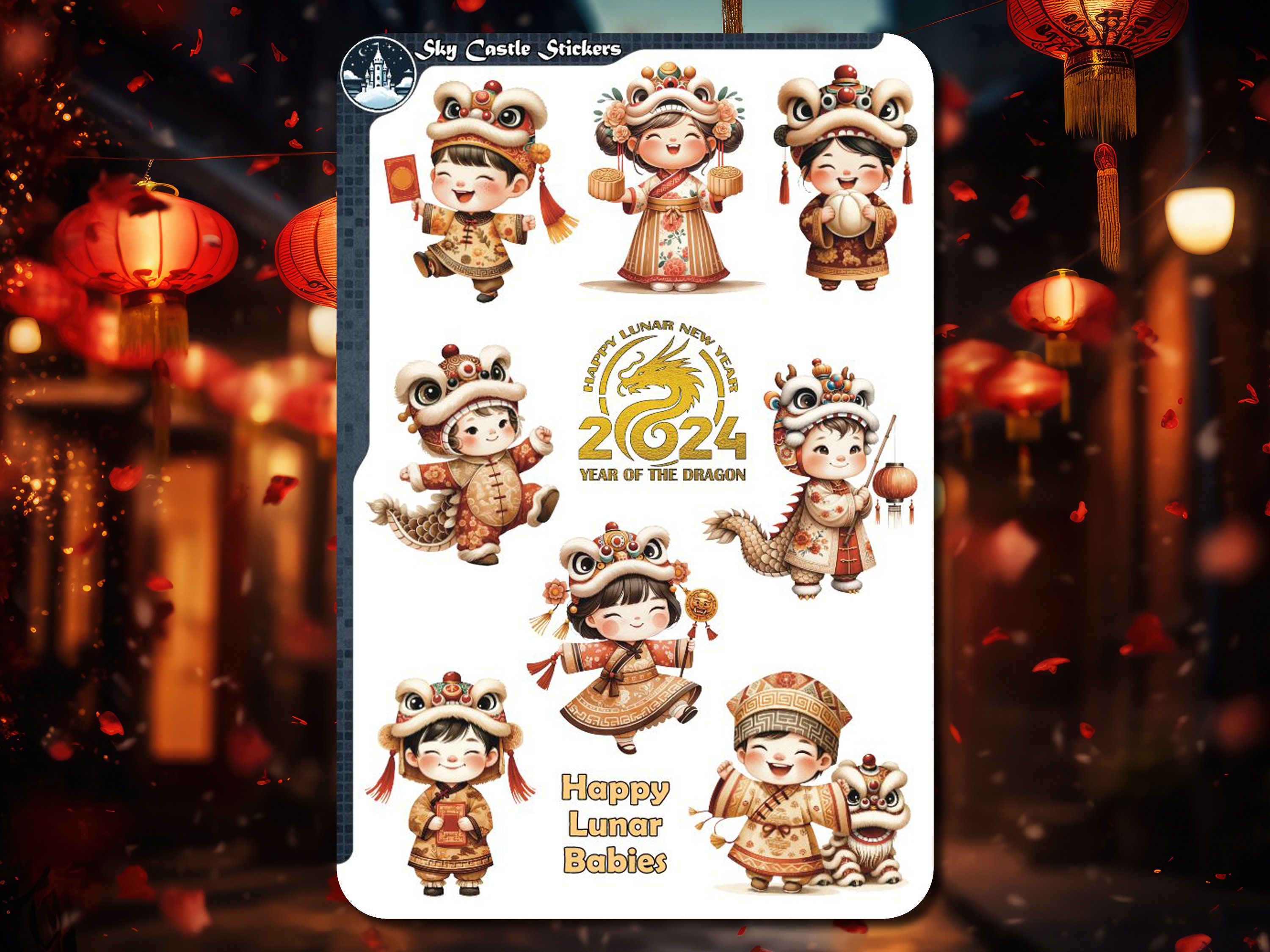 Happy Lunar Baby Sticker Sheet, Cute New Year Kids Waterproof Stickers ...
