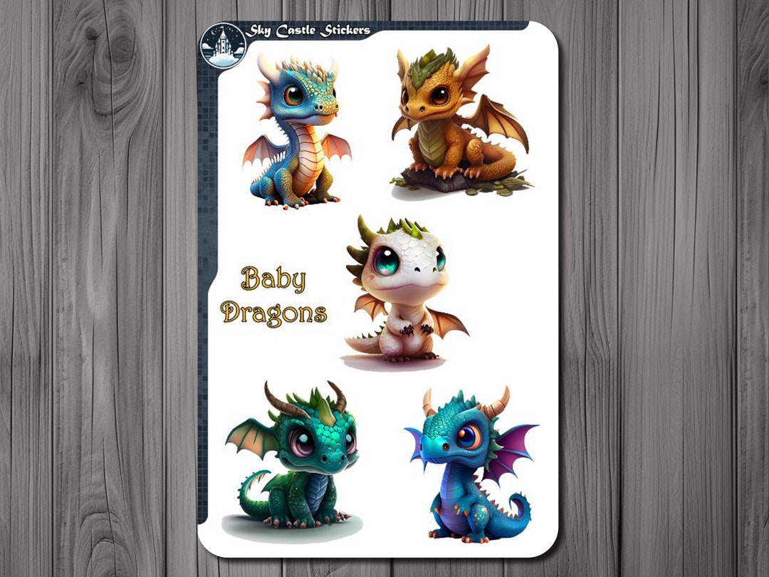 Cute Baby Dragon Sticker Sheet, Cute Journal Stickers, Baby Dragon ...