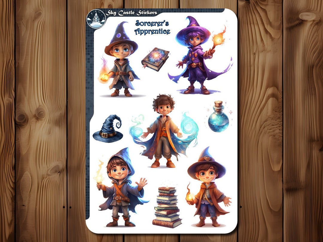 Sorcerer's Apprentice Sticker Sheet, Cute Sorcerer Waterproof Stickers ...