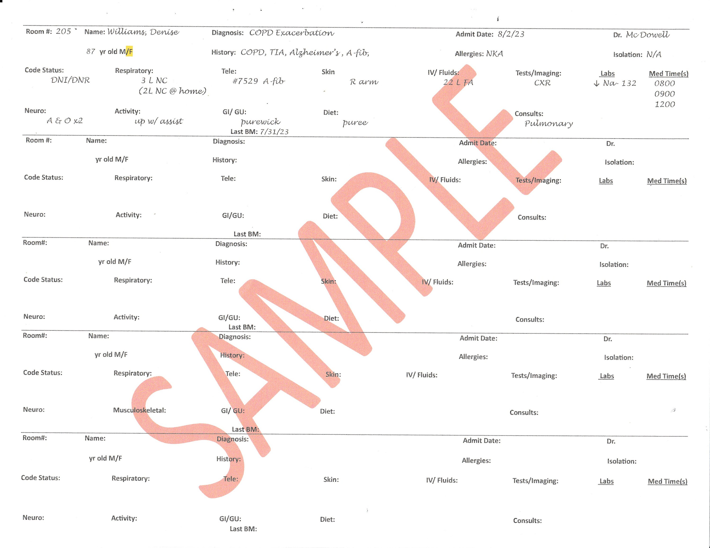 5 Patient Ms/tele Report Sheet - Etsy