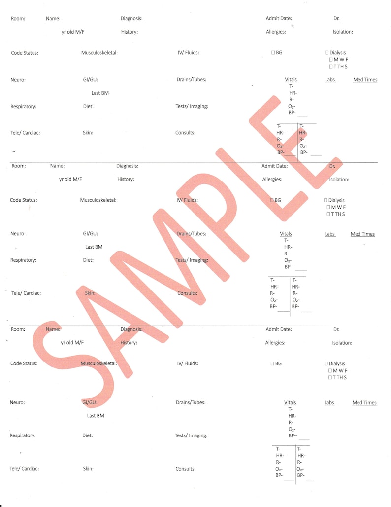 3 Patient Ms-tele Report Sheet - Etsy