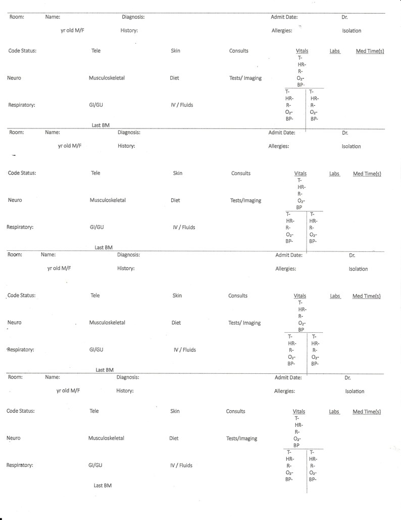 4 Patient MS/ Tele Report Sheet - Etsy