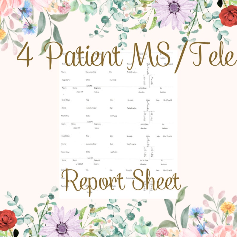 4 Patient MS/ Tele Report Sheet - Etsy