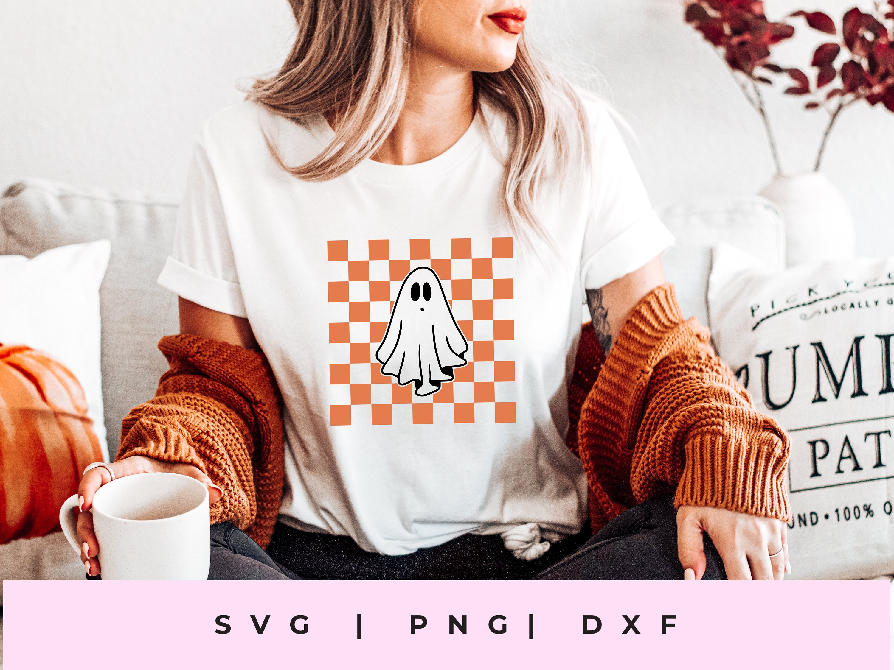 Checkered Ghost Svg Checkered Halloween Shirt Svg Groovy - Etsy
