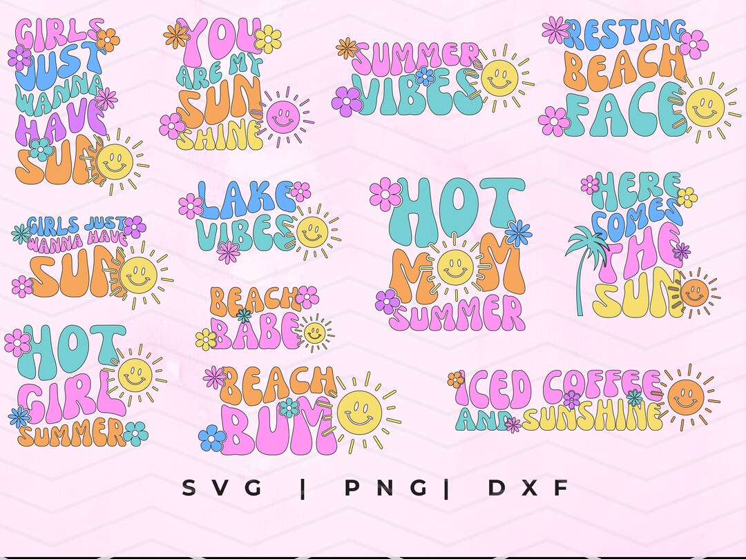 Retro Summer SVG Bundle, Groovy Summer SVG, Summer SVG, Summertime Svg ...