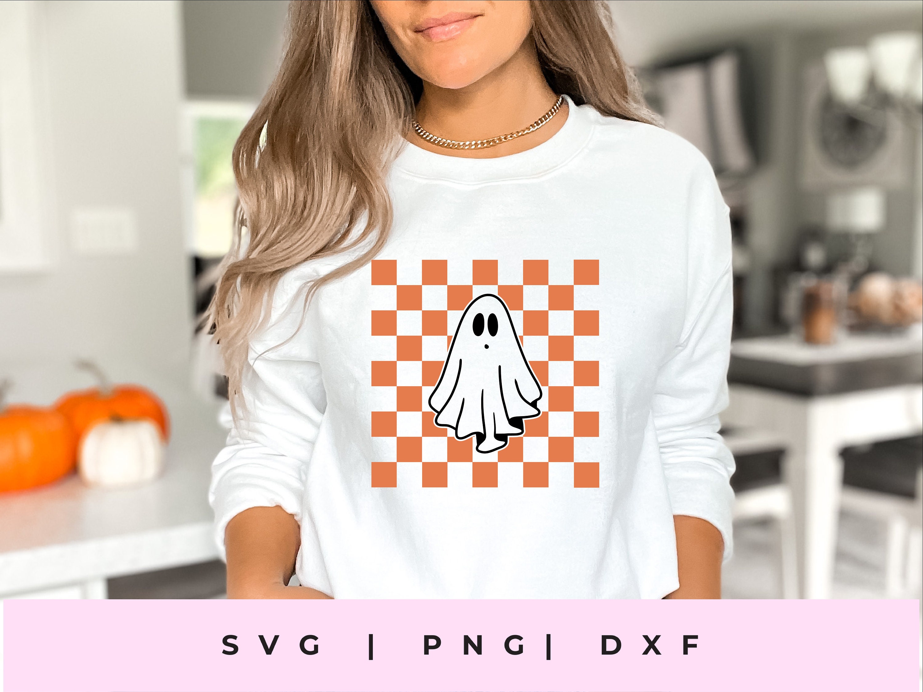 Checkered Ghost Svg Checkered Halloween Shirt Svg Groovy - Etsy