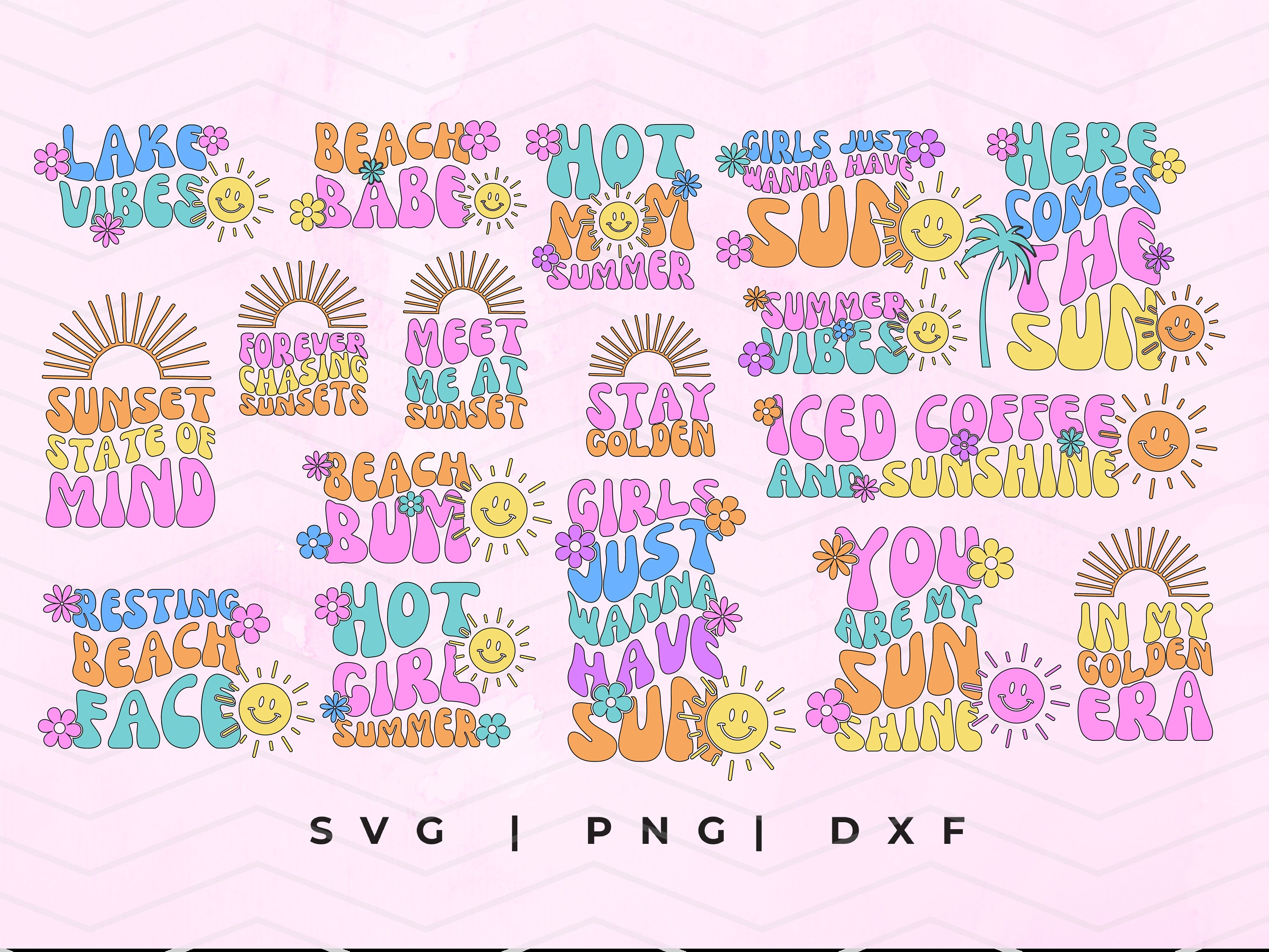 Retro Summer SVG Bundle, Groovy Summer SVG, Summer SVG, Summertime Svg ...