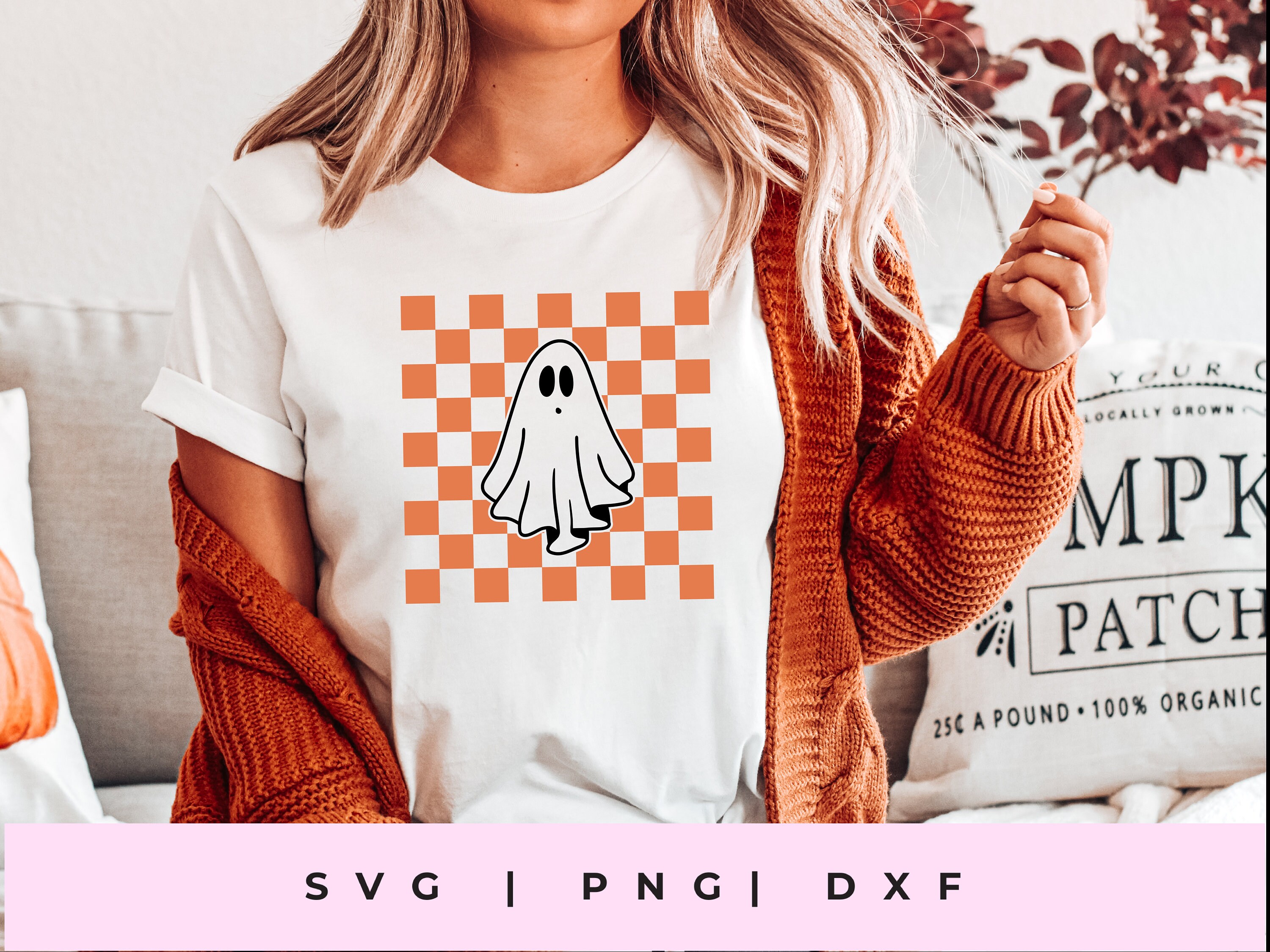 Checkered Ghost Svg Checkered Halloween Shirt Svg Groovy - Etsy
