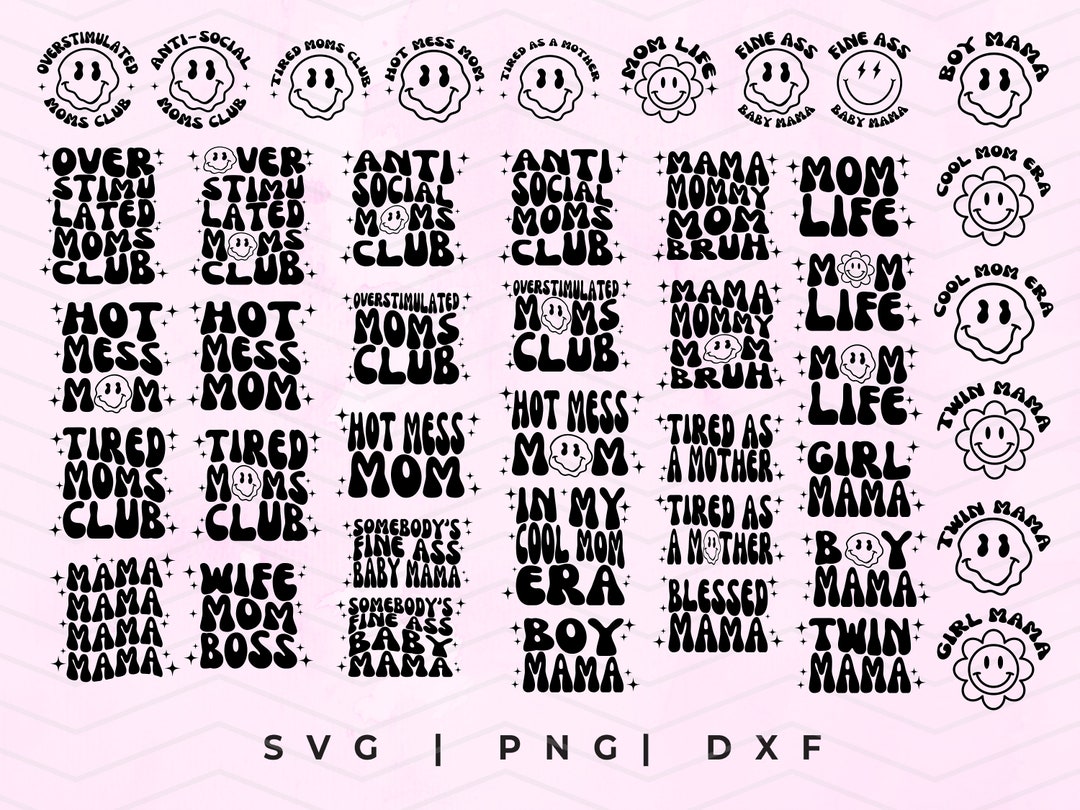 Mom SVG Bundle, Mama SVG, Retro Mama SVG, Mom Svg, Mama Wavy Text Svg ...