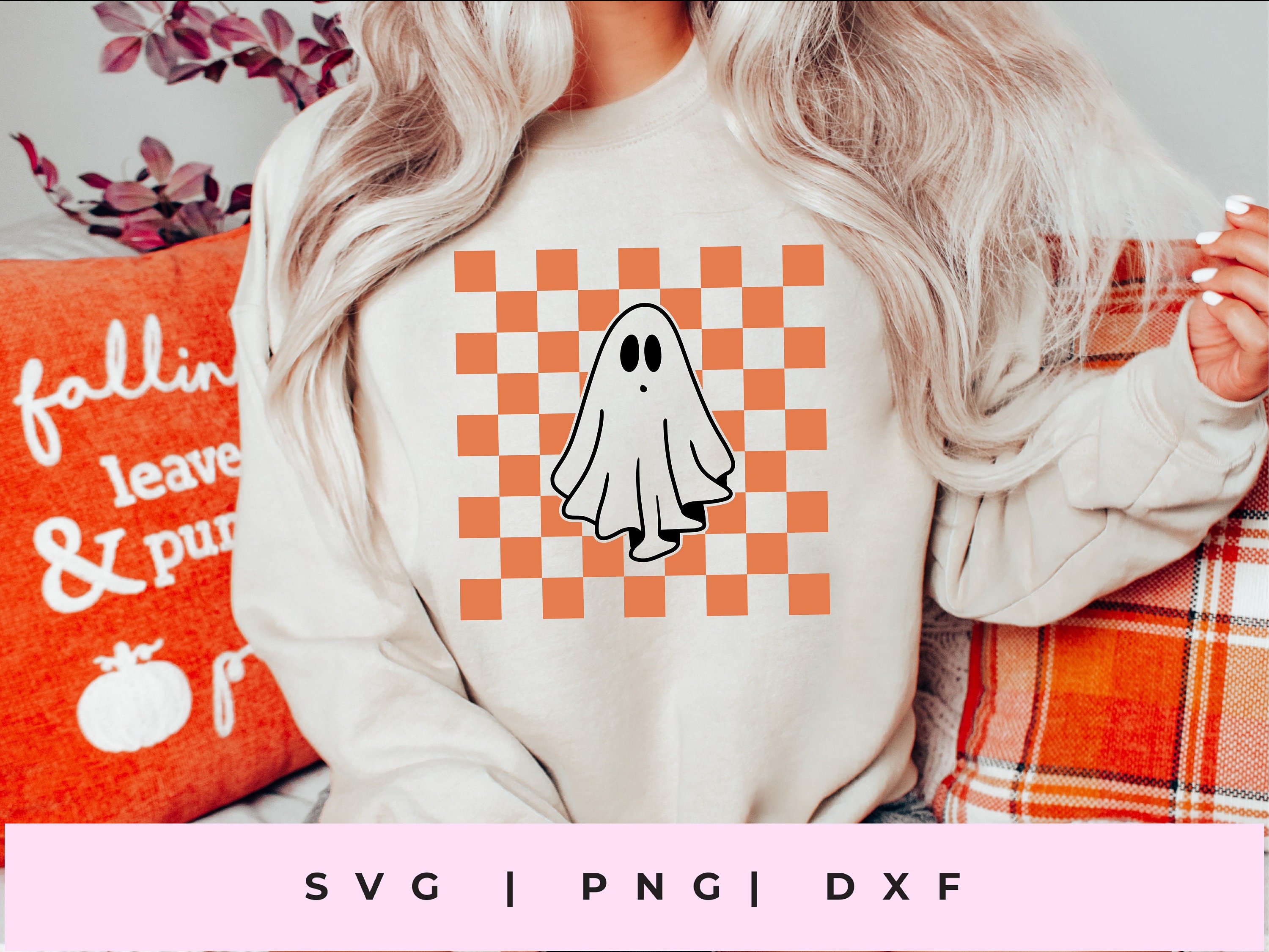 Checkered Ghost Svg Checkered Halloween Shirt Svg Groovy - Etsy