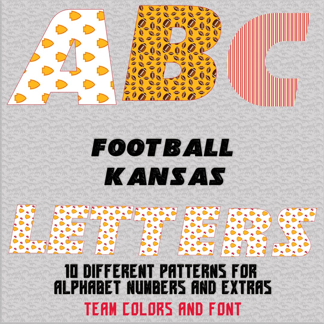 Football City Kansas Alphabet Font Sublimation Letters, Team Logo Font ...