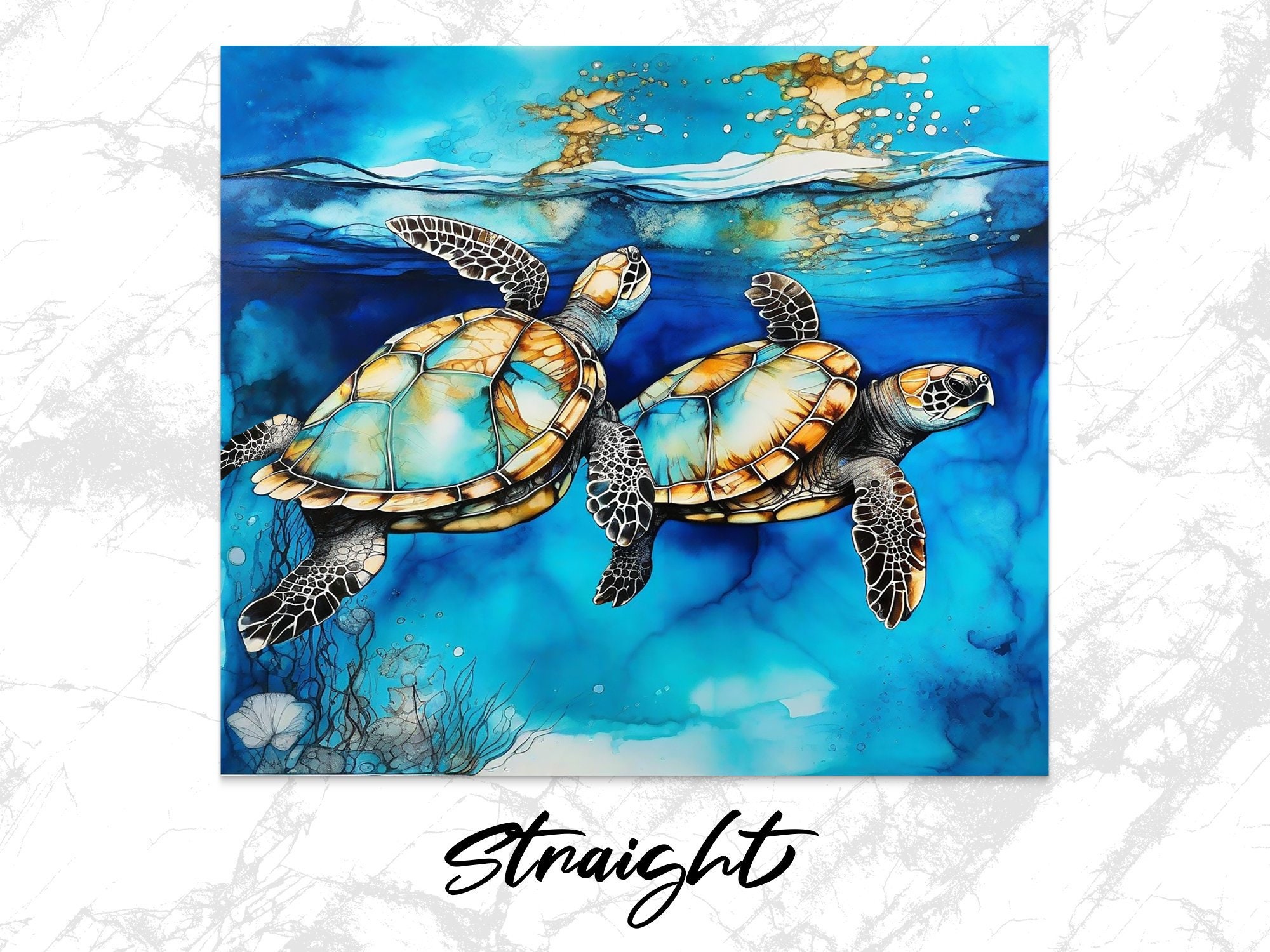 Sea Turtles Alcohol Ink Tumbler Wrap PNG, Sublimation Png, Instant ...