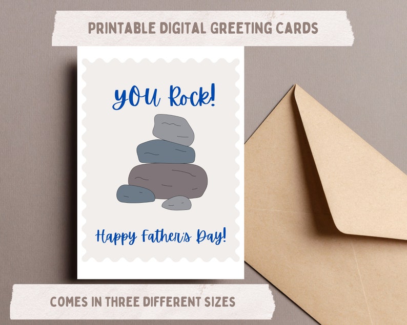 PRINTABLE Father's Day Card - Digital Father's Day Card - You Rock Dad ...