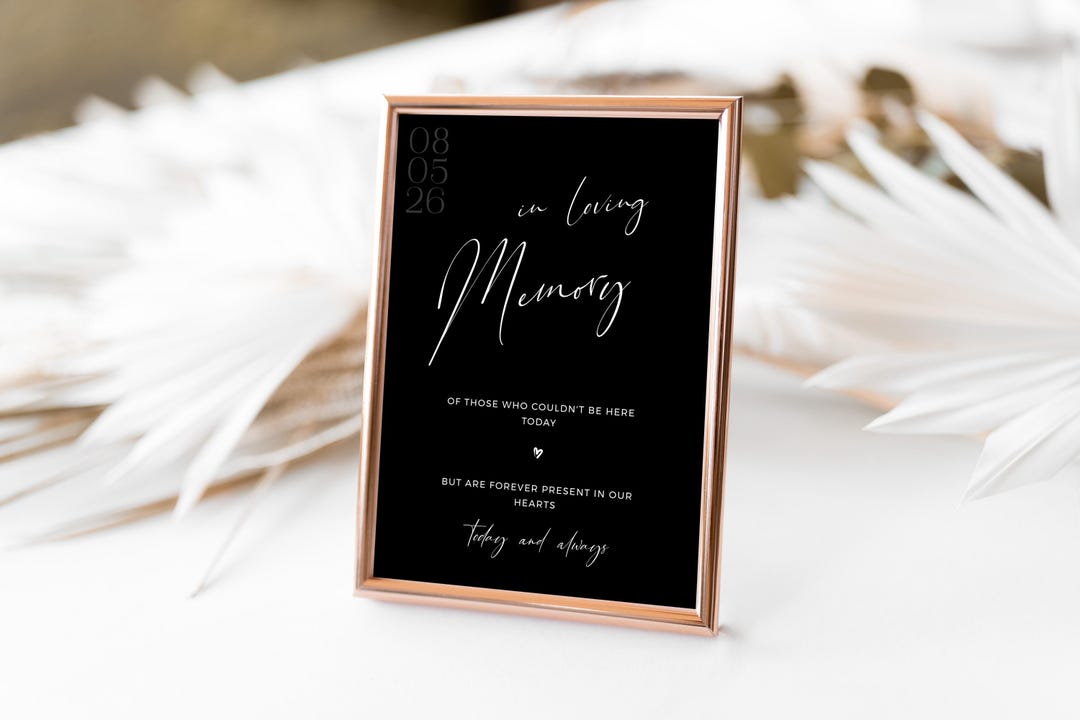 In Loving Memory Table Sign Template Black in Loving Memory Sign ...