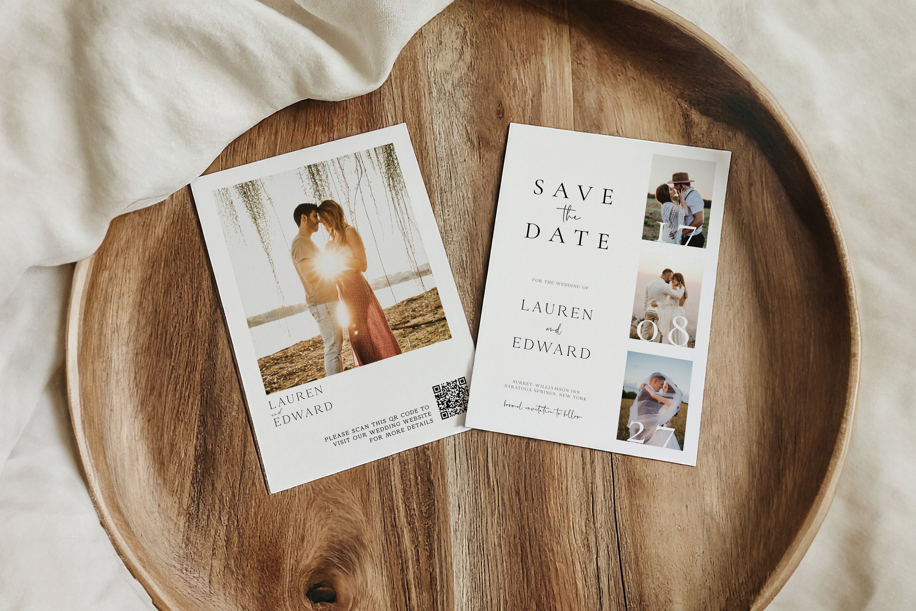 Save the Date Wedding Card With Photo Qr Code Template Save the Date ...