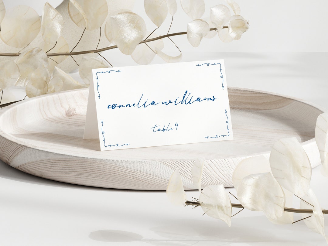 Scribble Table Place Card Template Hand Drawn Scribble Name Card Heart ...