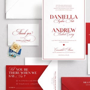 Elegant Red Wedding Invitation Suite Template: Luxury Set (digital ...