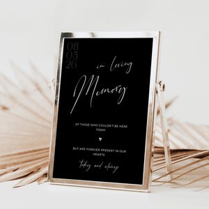 In Loving Memory Table Sign Template: Black Wedding Signage (digital ...