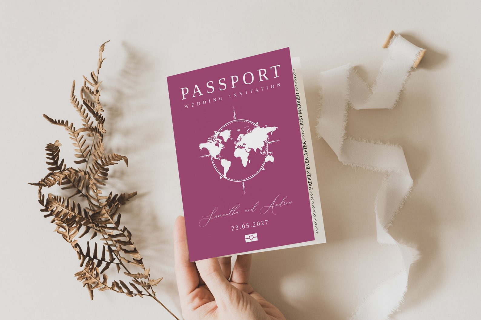 Magenta Passport Invitation Wedding Suite Template Printable ...