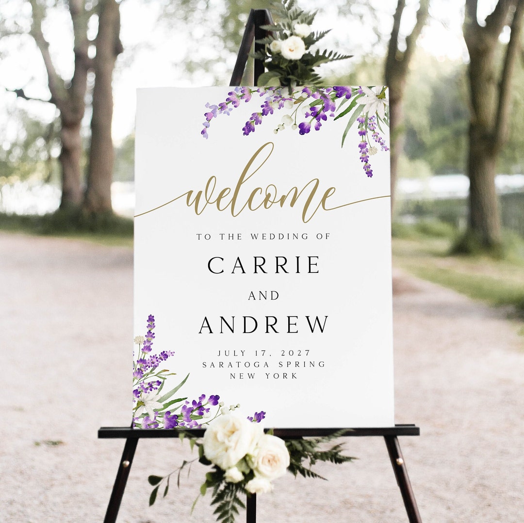 Wedding Welcome Sign Template Lavender Welcome Sign Floral Printable ...