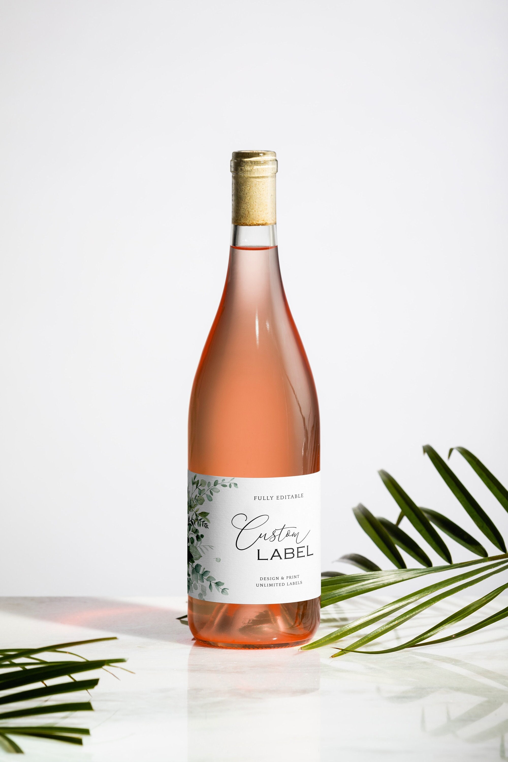 Greenery Wine Label Template Wedding Favor Champagne Custom Label ...