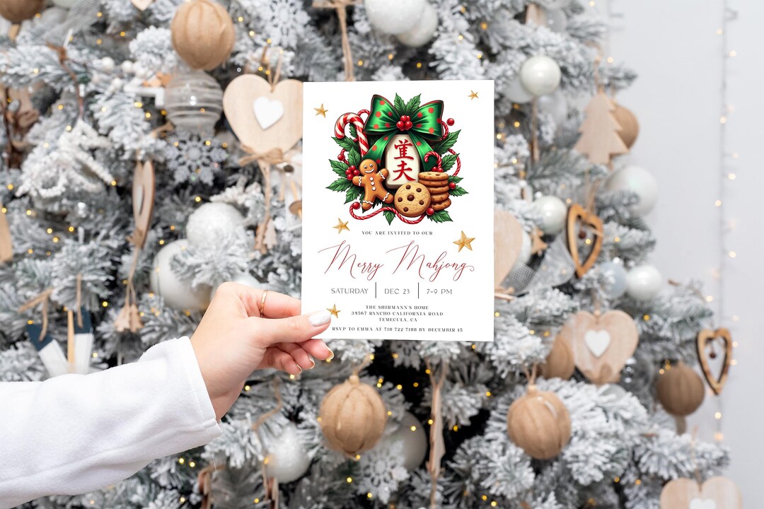 Merry Mahjong Party Invitation, Holiday Game Night (digital Download ...