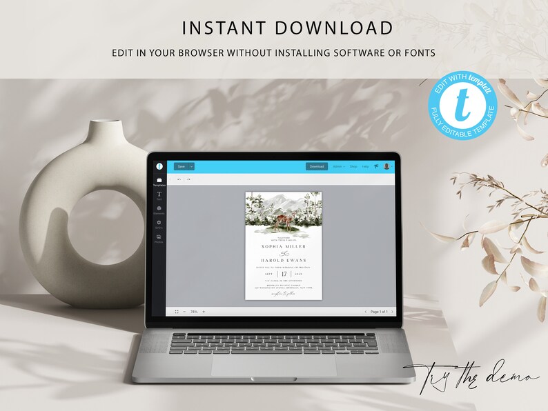 Forest Wedding Menu Template, Woodland Animals Doe Wedding Menu Forest ...