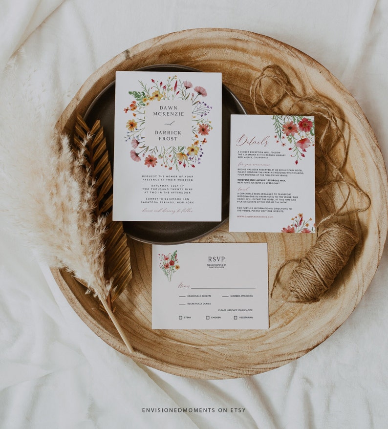 Wildflower Wedding Invitation Template to Download, Wildflower Wedding ...