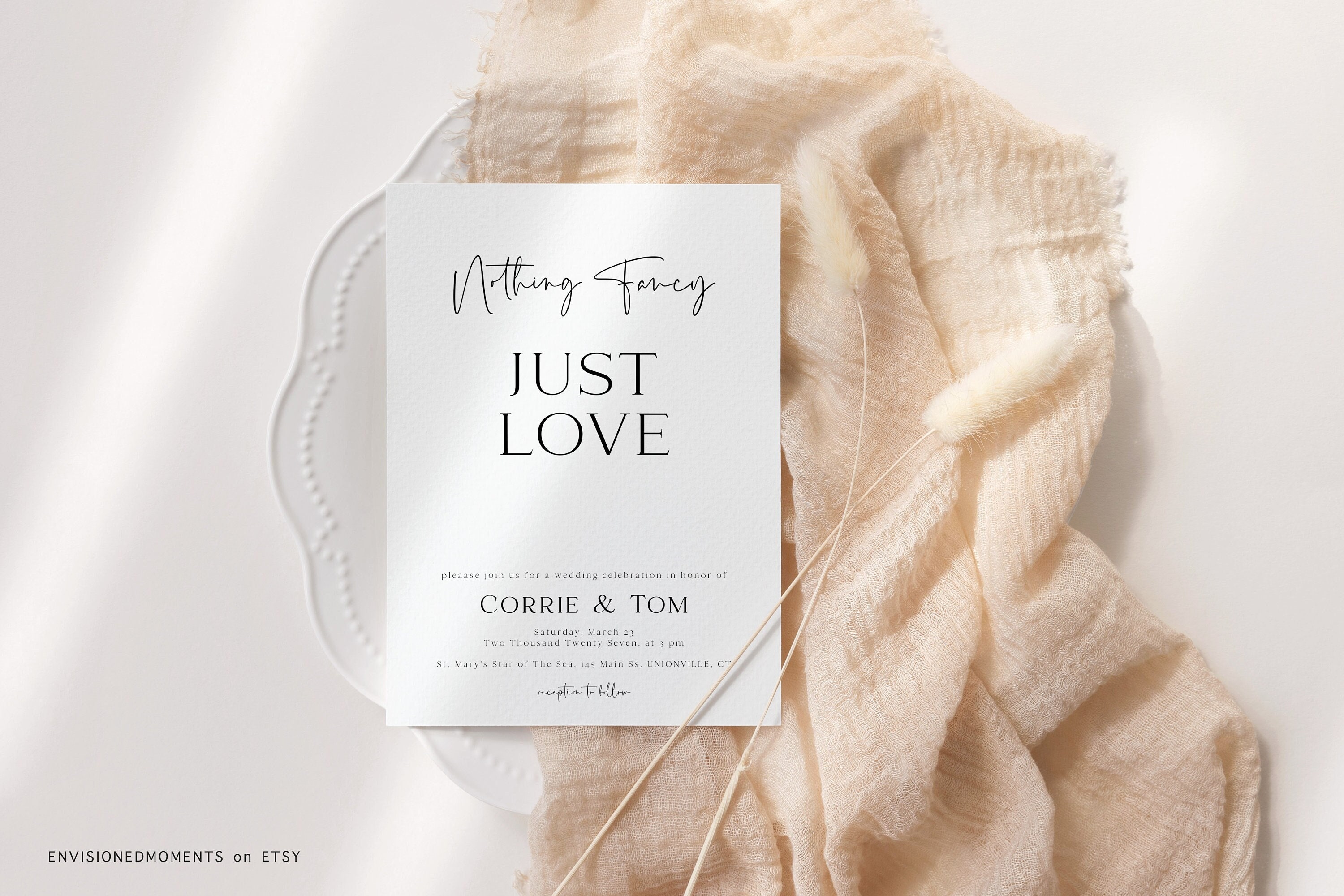 Intimate Wedding Invitation Template Suite, Minimalist Wedding Invite ...