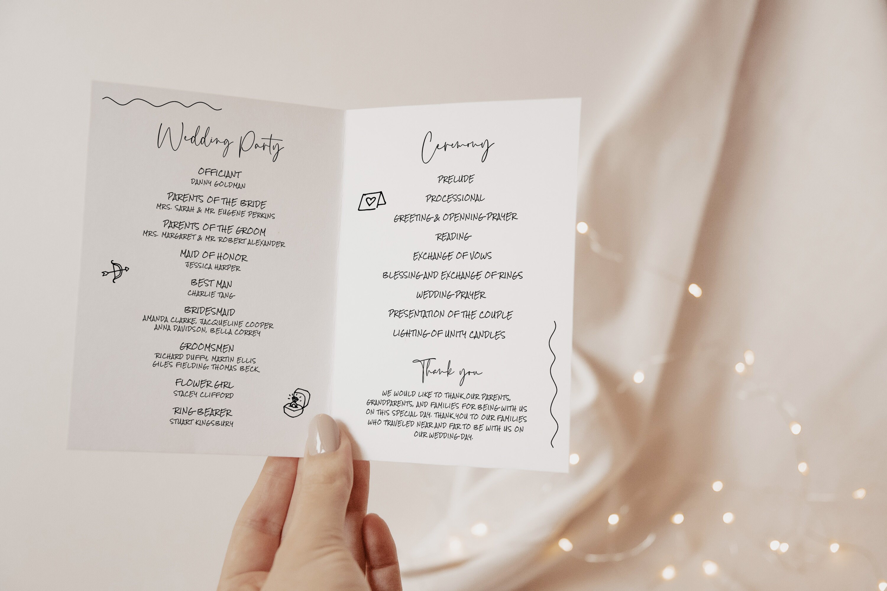 Bifold Wedding Program Template Scribble Wedding Program Scribble ...