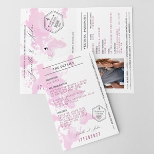 Magenta Passport Invitation Wedding Suite Template Printable ...